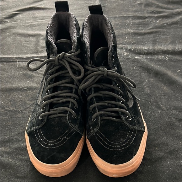 Vans | Shoes | Vans Black Hightop Sneakers With Textured Fabric And ...
